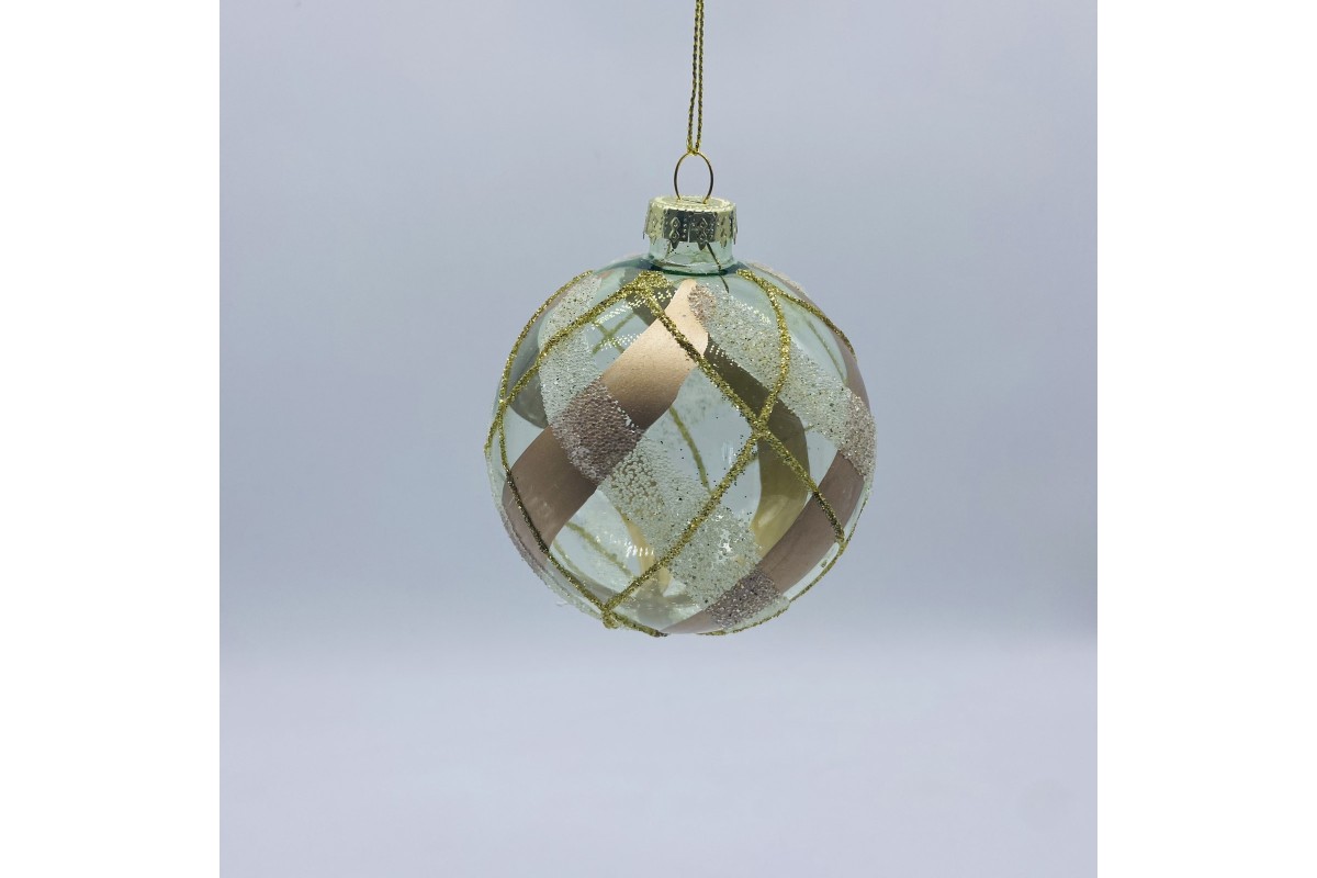 ΜΠΑΛΑ ΓΥΑΛΙΝΗ STRIPES PATTERN 8CM ROSE GOLD CD-B-2238