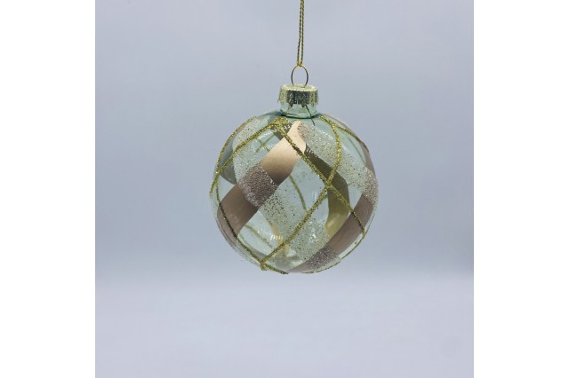 ΜΠΑΛΑ ΓΥΑΛΙΝΗ STRIPES PATTERN 8CM ROSE GOLD CD-B-2238