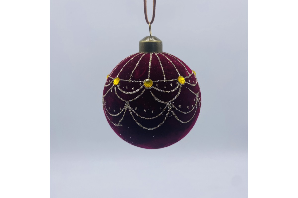 ΜΠΑΛΑ ΓΥΑΛΙΝΗ GOLDEN PATTERN 8CM VELVET PURPLE CD-B-2287