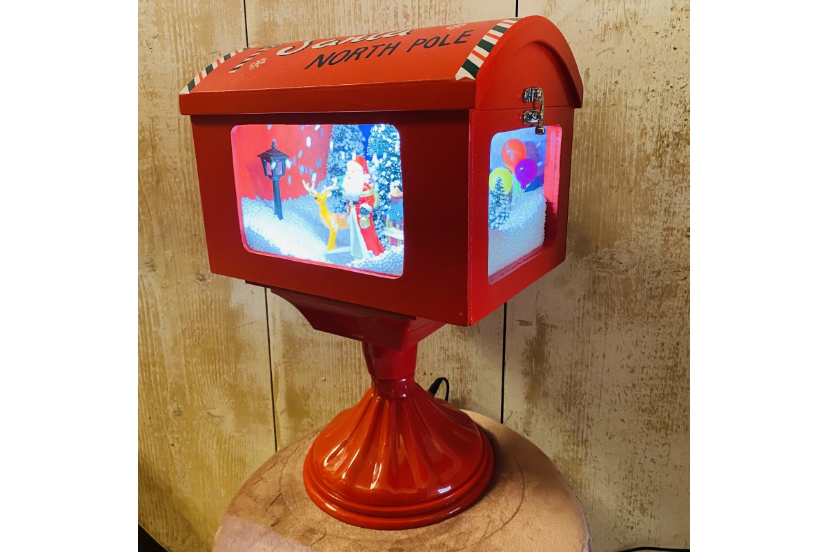 MINI MAILBOX ΧΡΙΣΤΟΥΓΕΝΝΙΑΤΙΚΟ ΧΙΟΝΙ/ΦΩΤΑΚΙΑ/ΜΟΥΣΙΚΗ 27.5*20*40cm RED ...